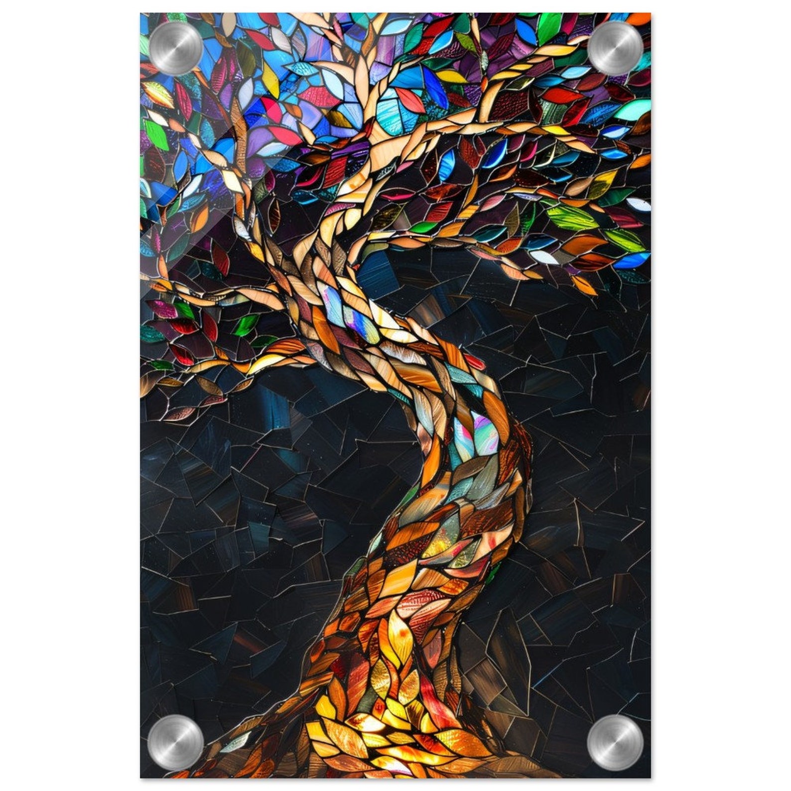 Tempered Glass Wall Art-stained Wall Art life of Tree Wall Decor-glass ...