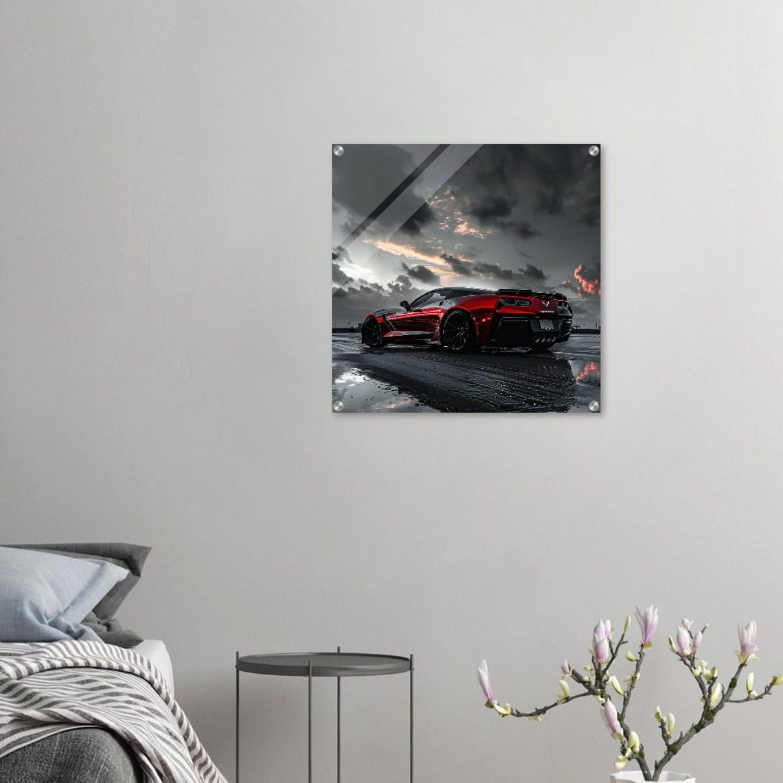 Custom Wall Art Corvette Glass Wall Art Corvette Car Lovers Gifts - Etsy