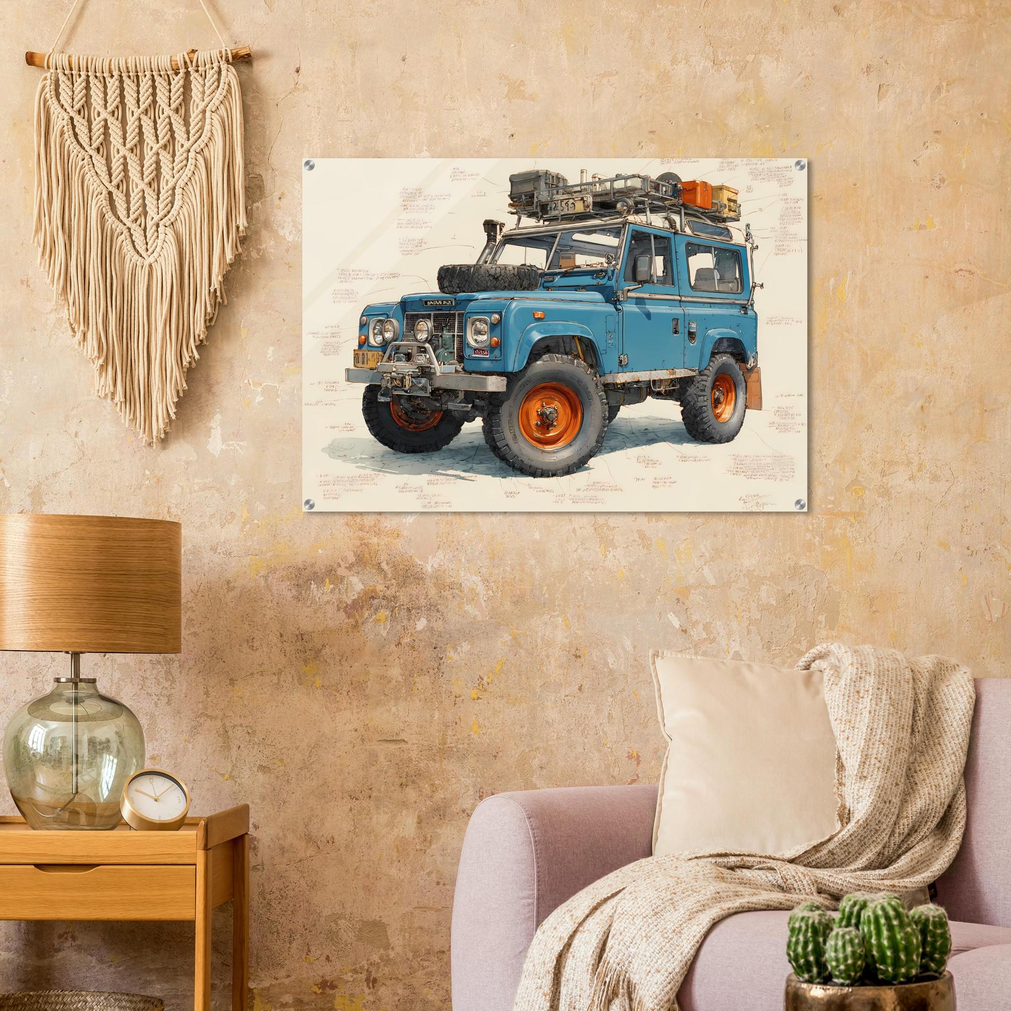 1995 Land Rover Defender Wall Art – Expedition Sketch Blueprint Style ...