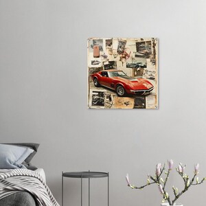 Corvette Glass Wall Art | Corvette Blueprint Wall Art | Corvette Car ...