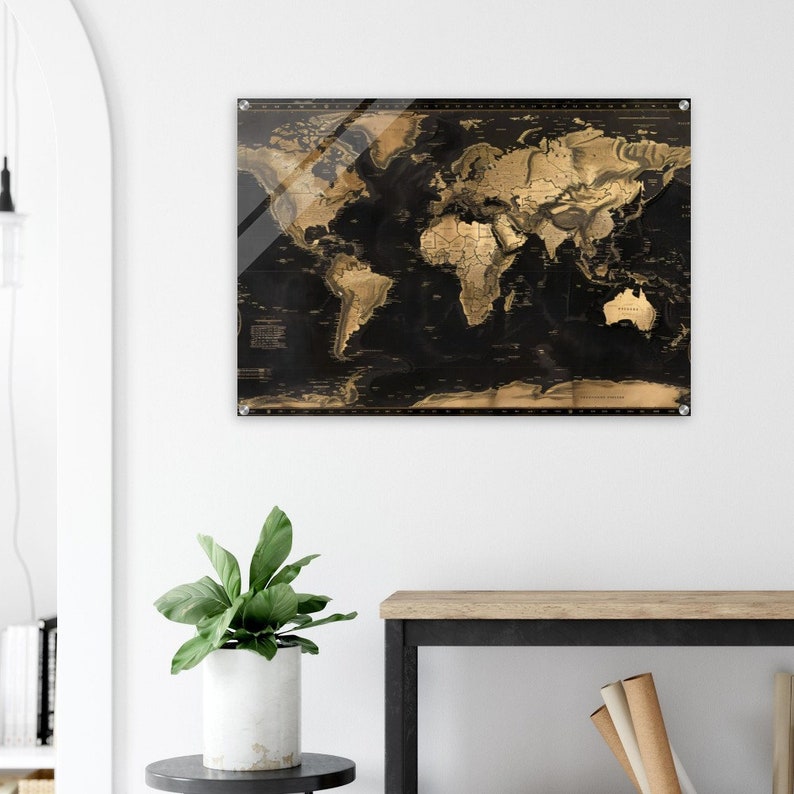 Custom Wall Art | Map of the World | Acrylic Print - Etsy