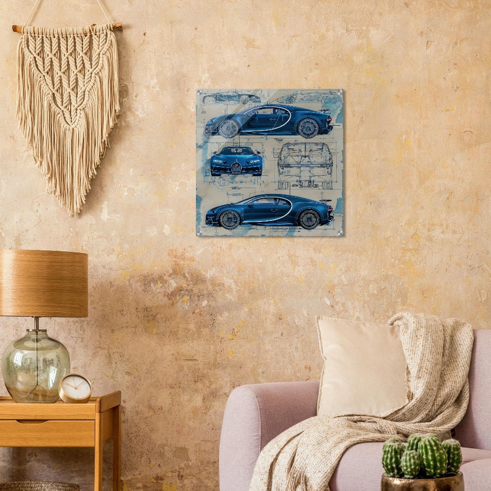 Bugatti Chiron Glass Wall Art | Bugatti Chiron Blueprint Wall Art ...
