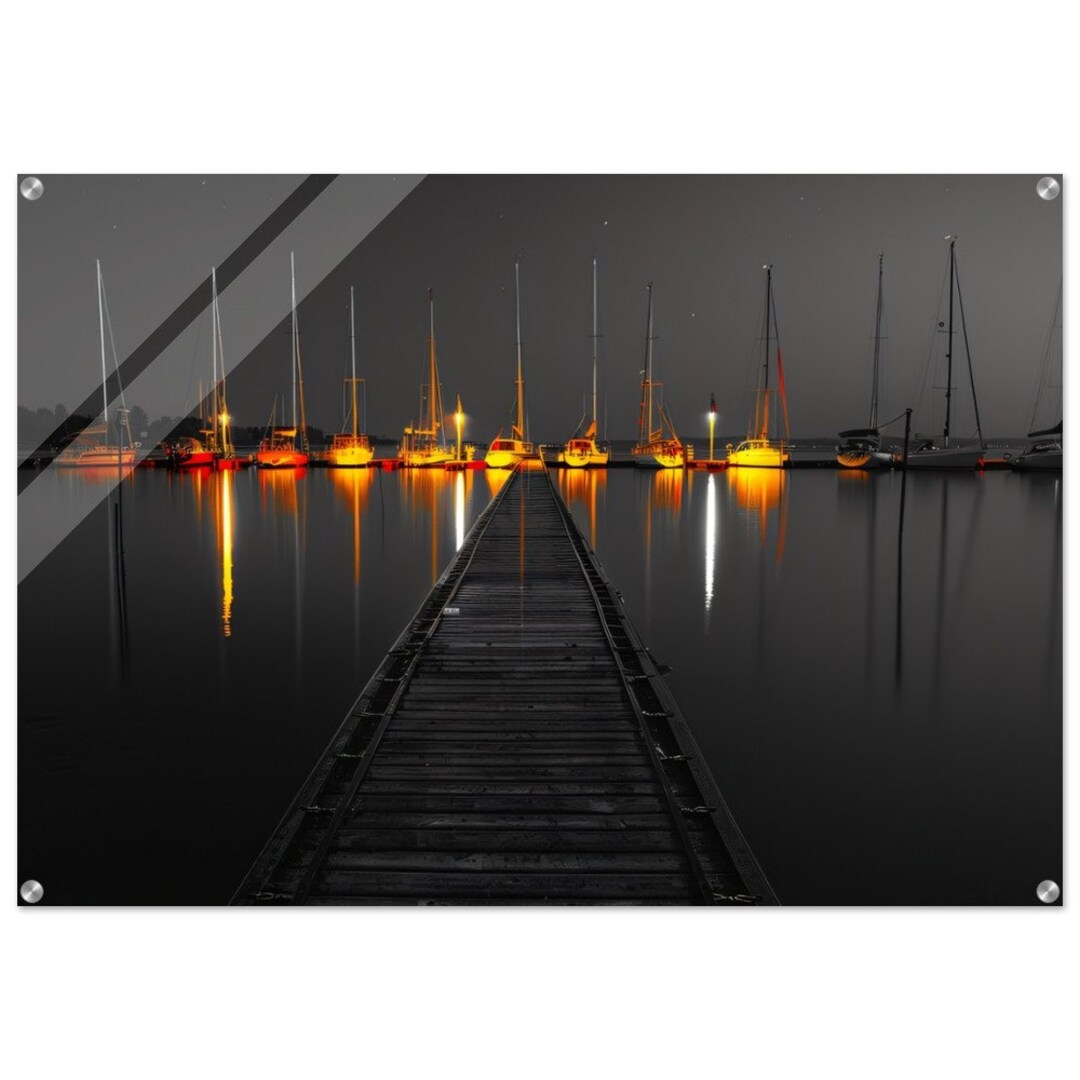 Sailboat Harbor Wall Art, Ship Mast Water Reflection Canvas Print ...