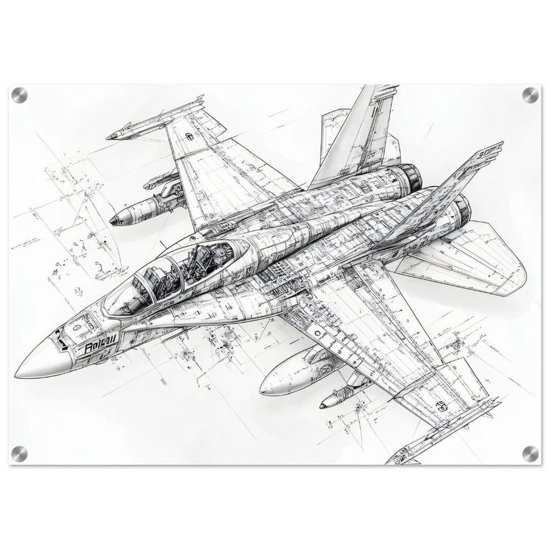 Boeing F/A-18E and F/A-18F Super Hornet | F18 Wall Art | F18 Blueprint ...