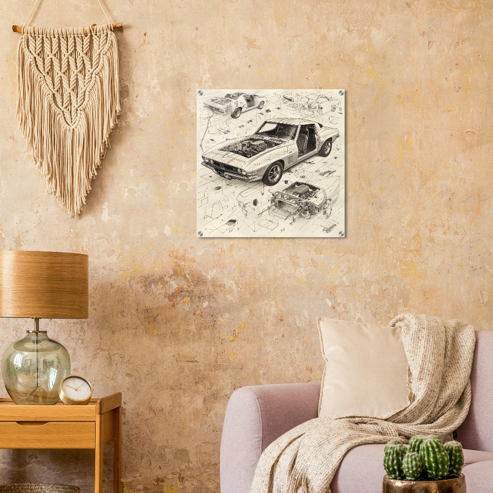 GTO Glass Wall Art | GTO Blueprint Wall Art | GTO Car Lovers Gifts - Etsy