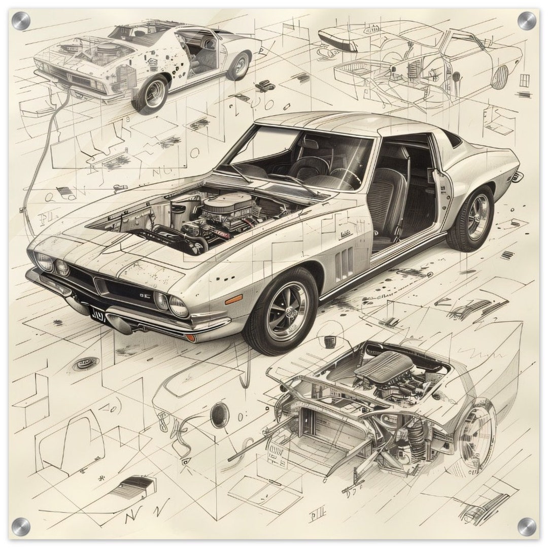 GTO Glass Wall Art | GTO Blueprint Wall Art | GTO Car Lovers Gifts - Etsy