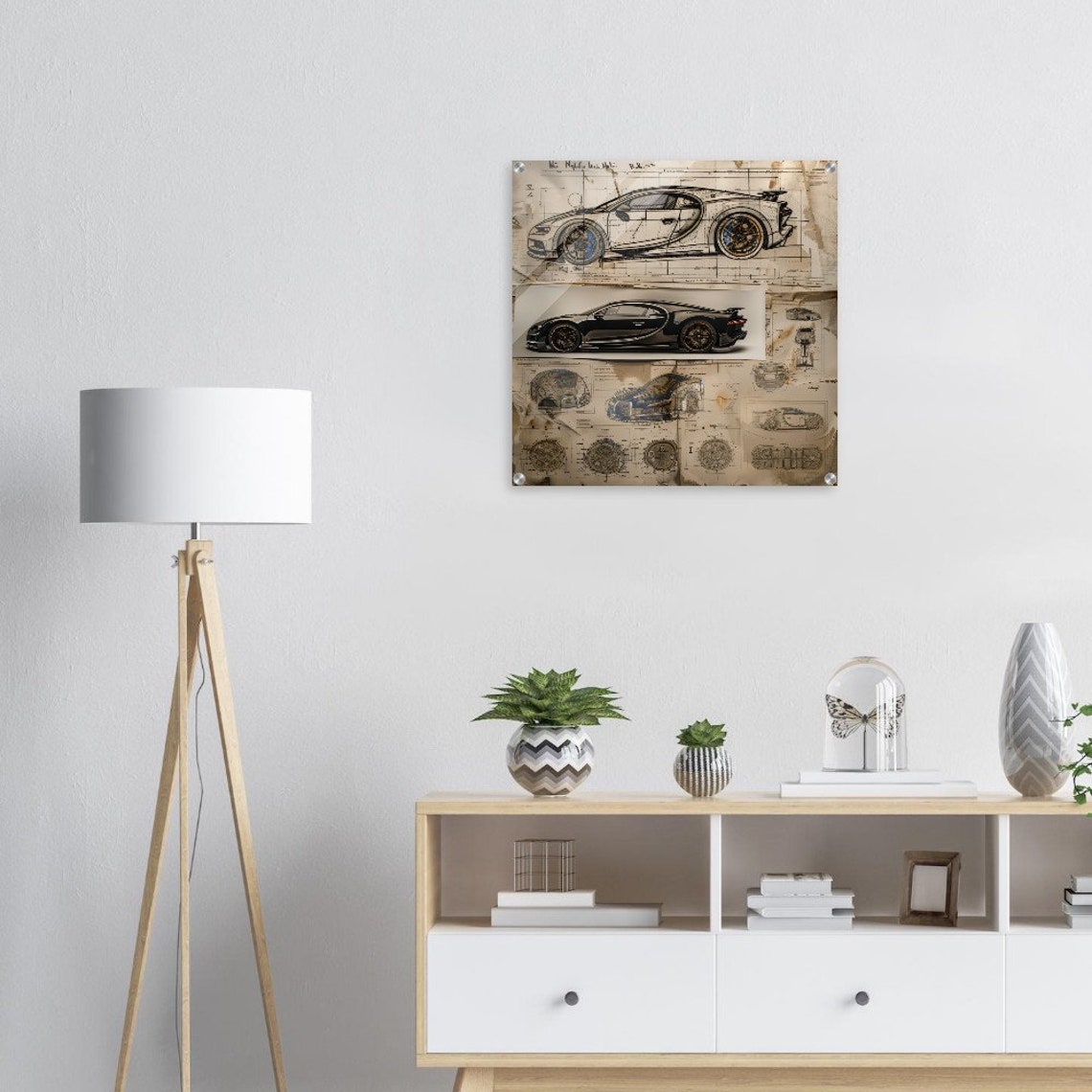 Bugatti Chiron Glass Wall Art Bugatti Chiron Blueprint Wall Art Bugatti ...