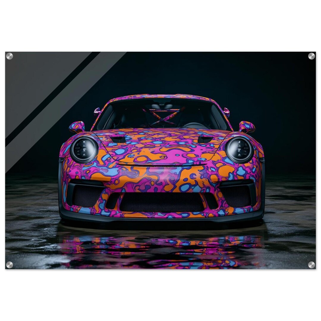 Porsche 911 GT3 RS Acrylic Wall Art - Psychedelic Supercar Reflection ...