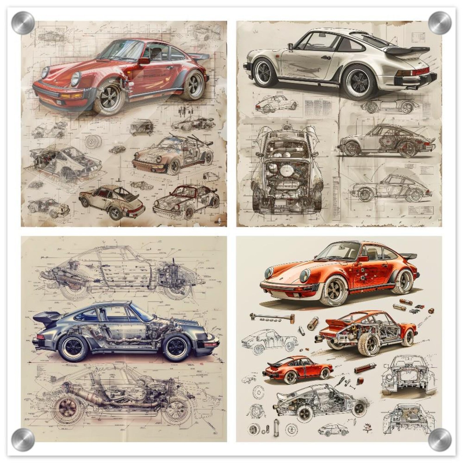Porsche 911 Glass Wall Art | Porsche 911 Blueprint Wall Art | Porsche ...