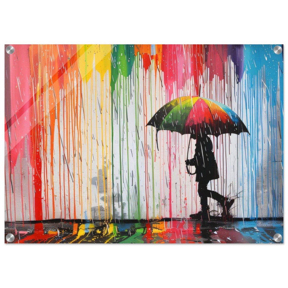 Colored Rain | Banksy Style Print | Banksy Art Canvas Wall Art ...