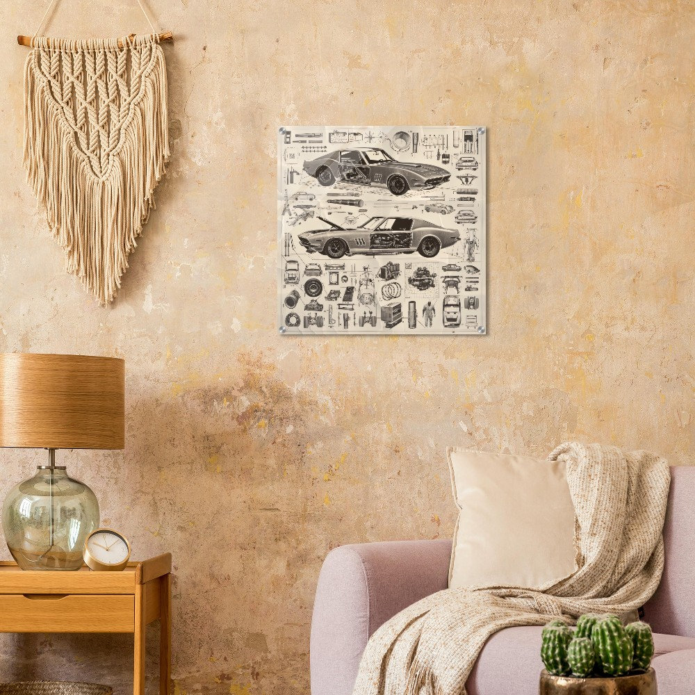 GTO Glass Wall Art | GTO Blueprint Wall Art | GTO Car Lovers Gifts - Etsy