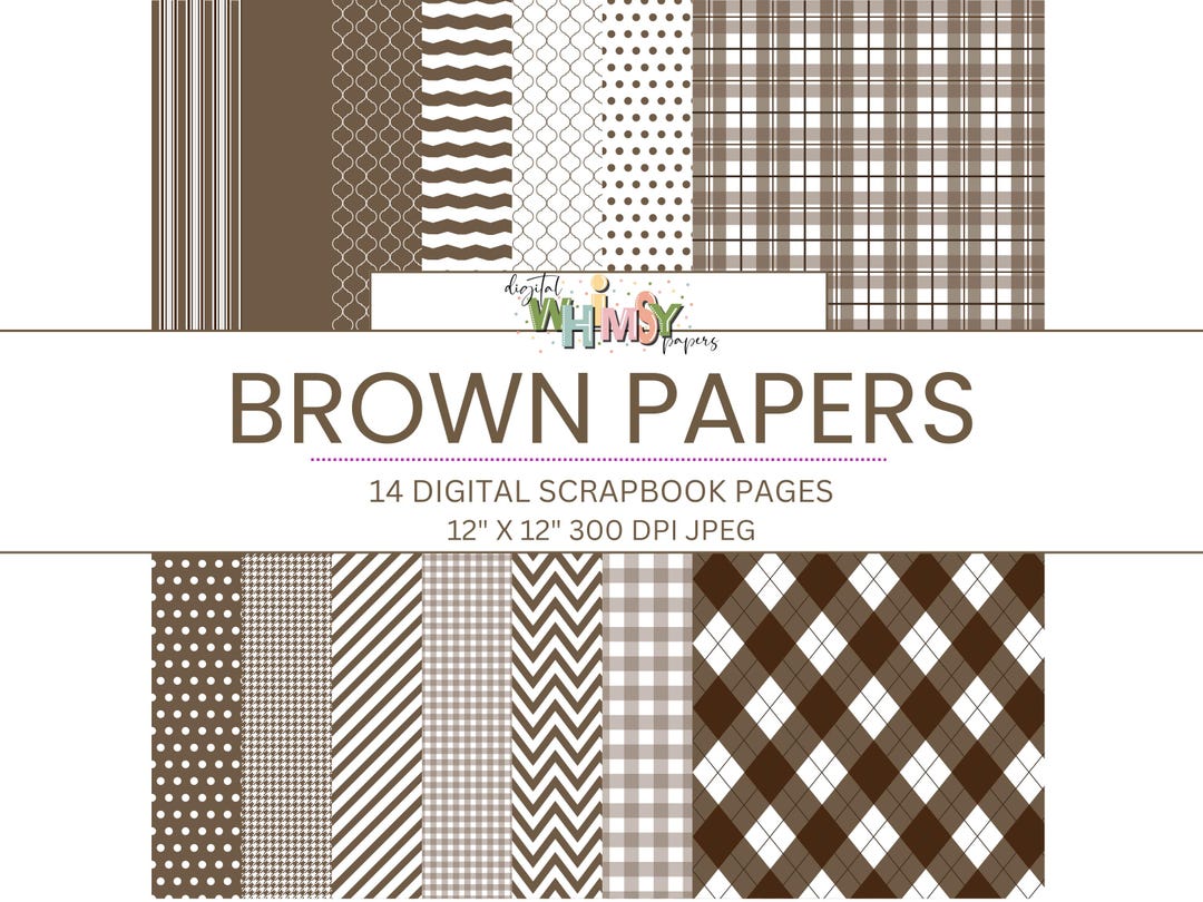 Brown Pattern Digital Paper Pack, Printable Scrapbooking, 12" X 12 ...