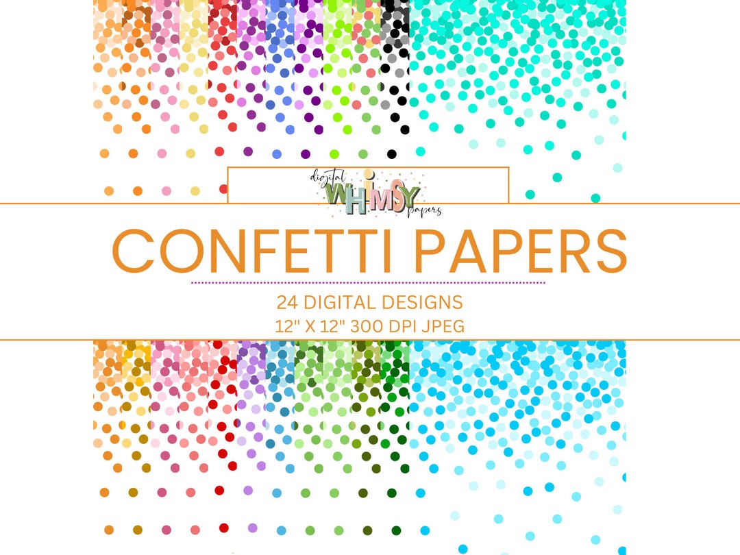 Confetti Digital Color Paper Pack, Printable Digital Paper, 12" X 12 ...