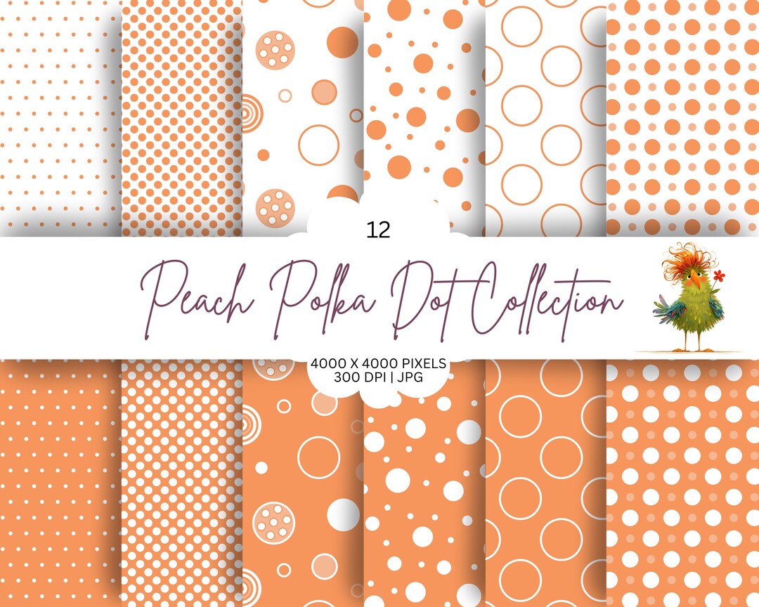 Peach Polka Dot Seamless Digital Pattern Collection for Crafts ...