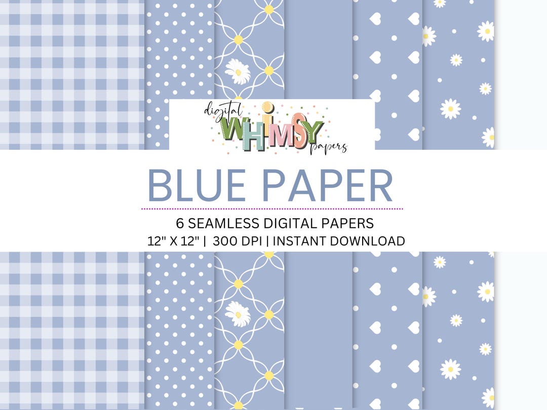 Dusty Blue Scrapbooking Digital Paper, Charming 12" X 12" Designs for ...