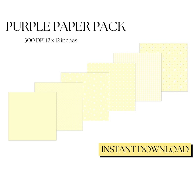 Yellow Digital Paper Pack, Spring Scrapbook Paper, 12" X 12", 300 DPI ...