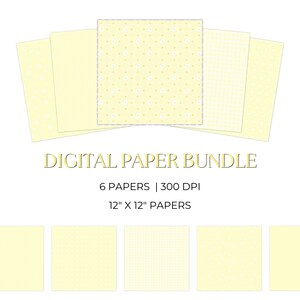 Yellow Digital Paper Pack, Spring Scrapbook Paper, 12" X 12", 300 DPI ...