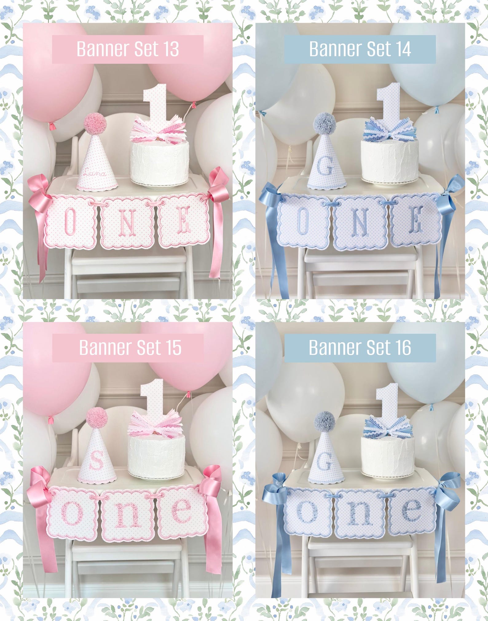 One Year Banner for High Chair Embroidered Highchair Banner One Magical ...