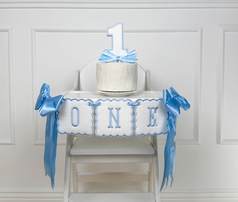 One Year Banner for High Chair Embroidered Highchair Banner One Magical ...