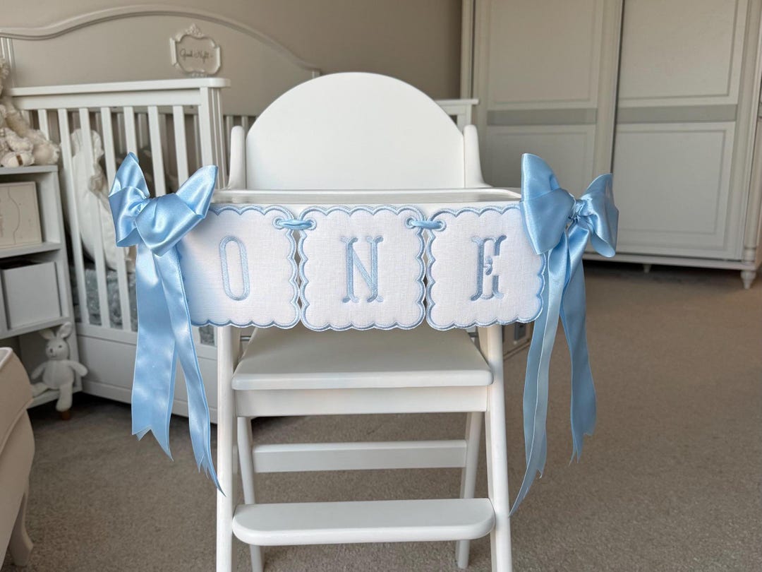 One Year Banner for High Chair Embroidered Highchair Banner One Magical ...
