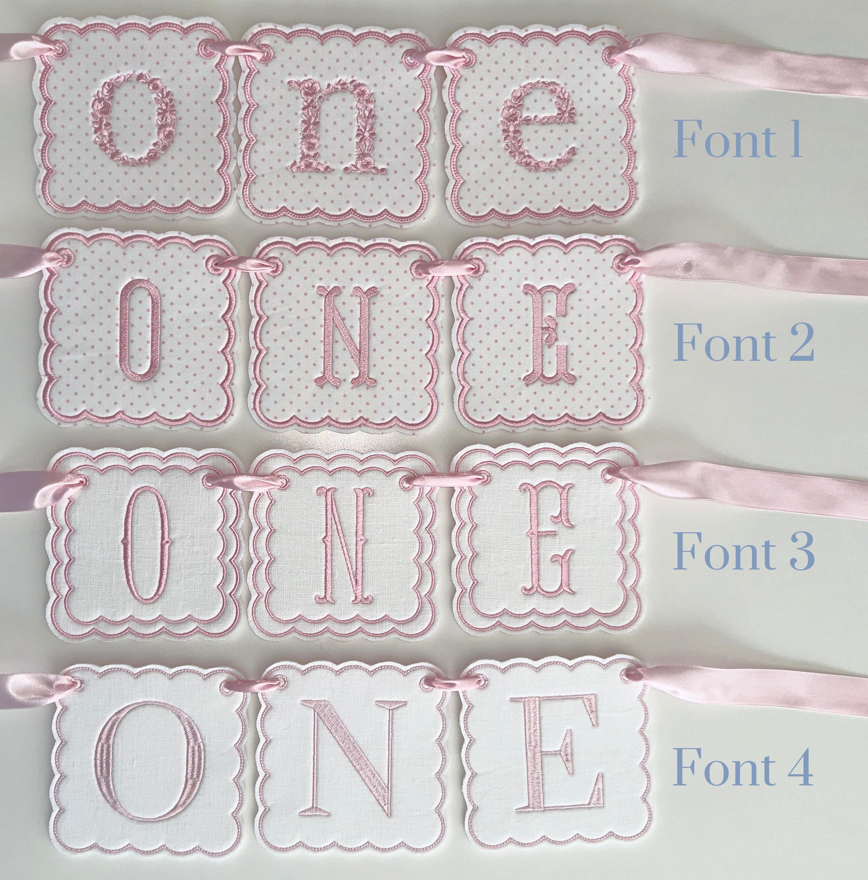 First Birthday High Chair Banner One Year Embroidered Birthday Banner ...