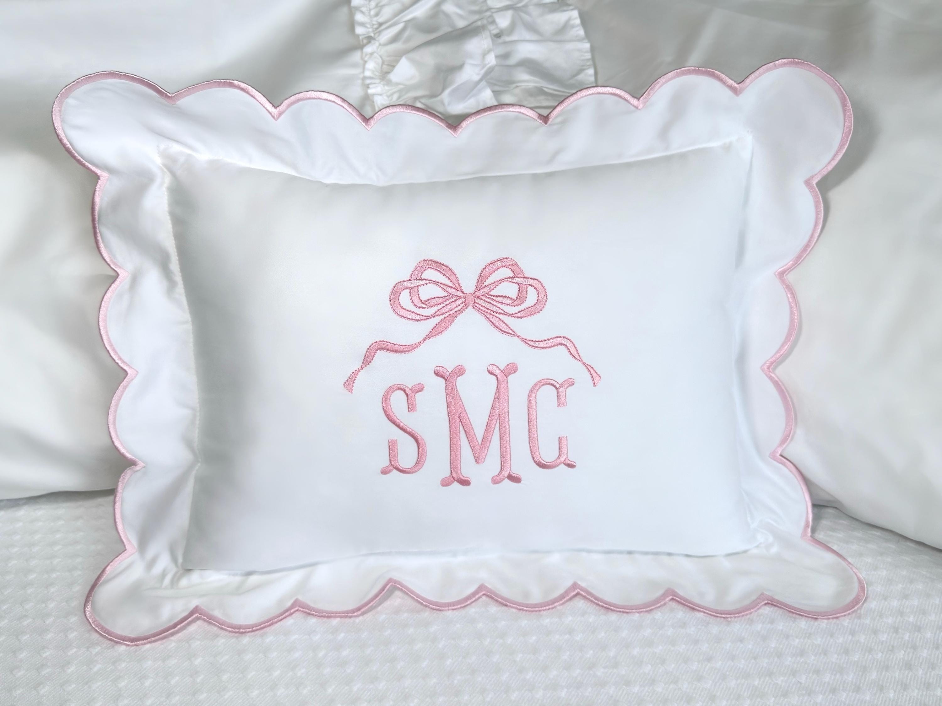 Embroidered Monogram Baby Pillow Personalized, Scallop Pillow Sham ...