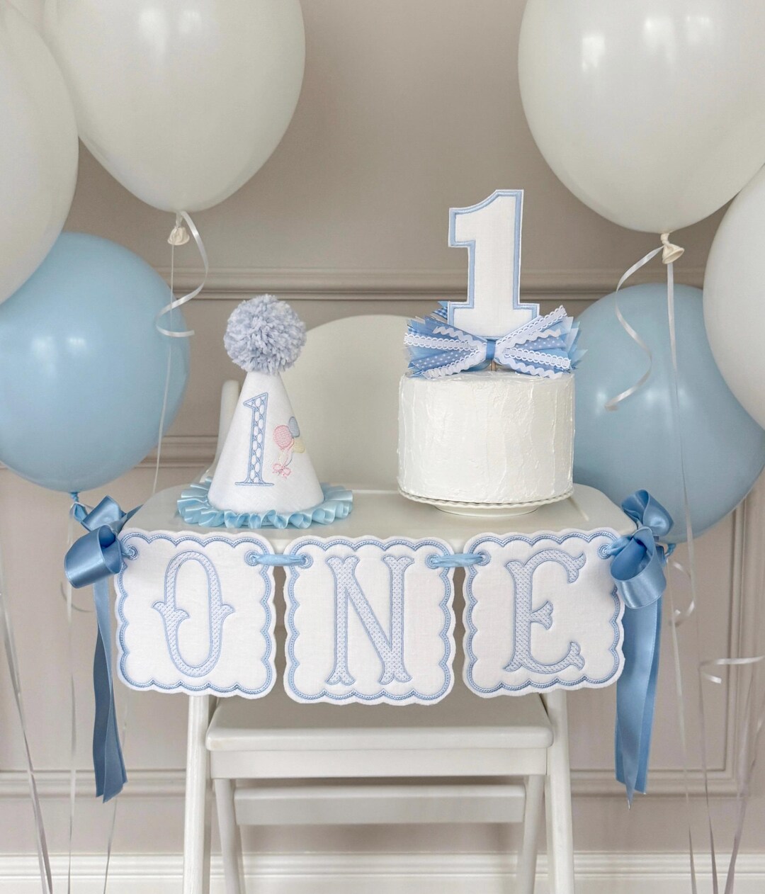 One Year Banner for High Chair Embroidered Highchair Banner One Magical ...