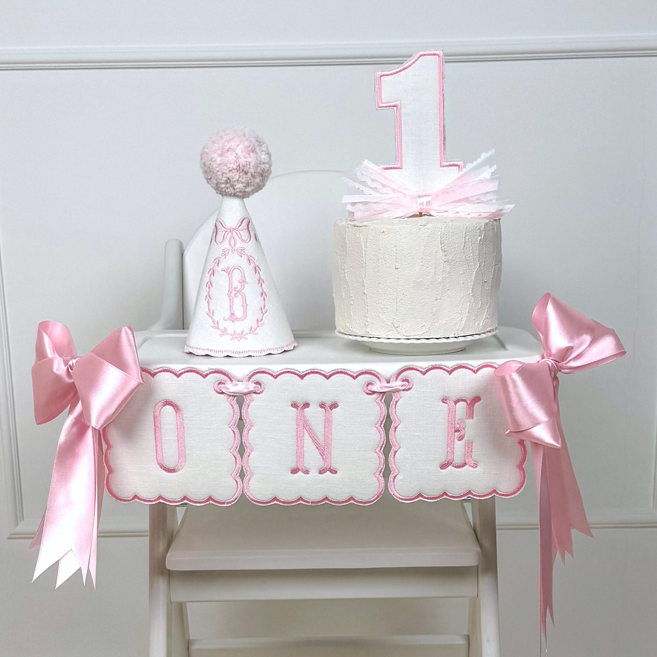 One Year Banner for High Chair Embroidered Highchair Banner One Magical ...