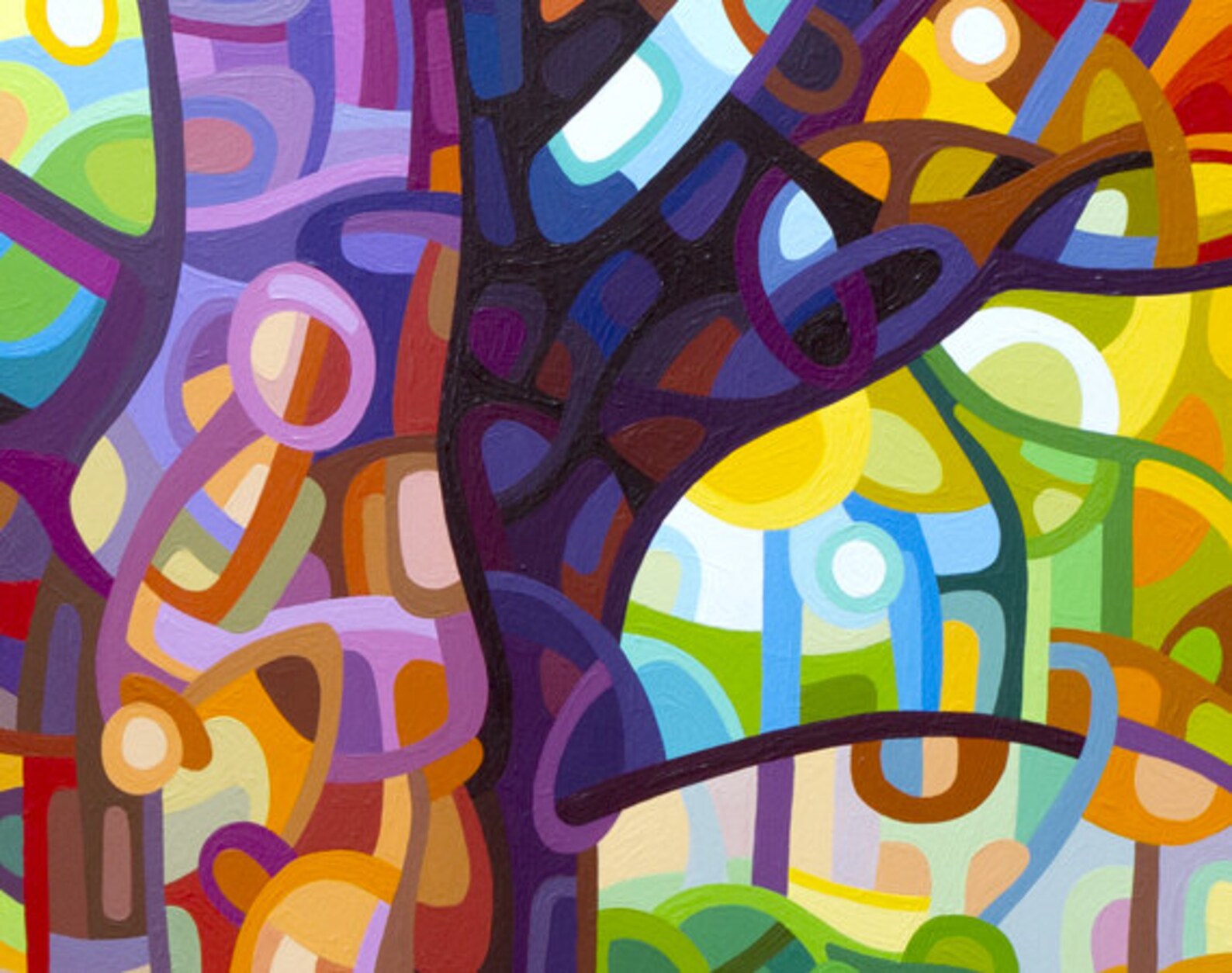 Colorful Walk in the Forest, Autumn, Fall, Orange, Purple, Signed Fine ...