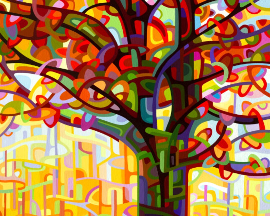 Colorful Fall Day Tree Portrait Autumn Forest Gold, Red, Magenta ...