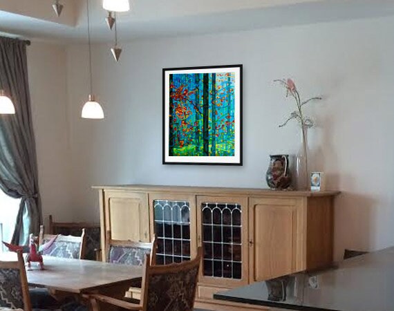 Art Print Painting Reproduction Poster Signed Blue Green - Etsy