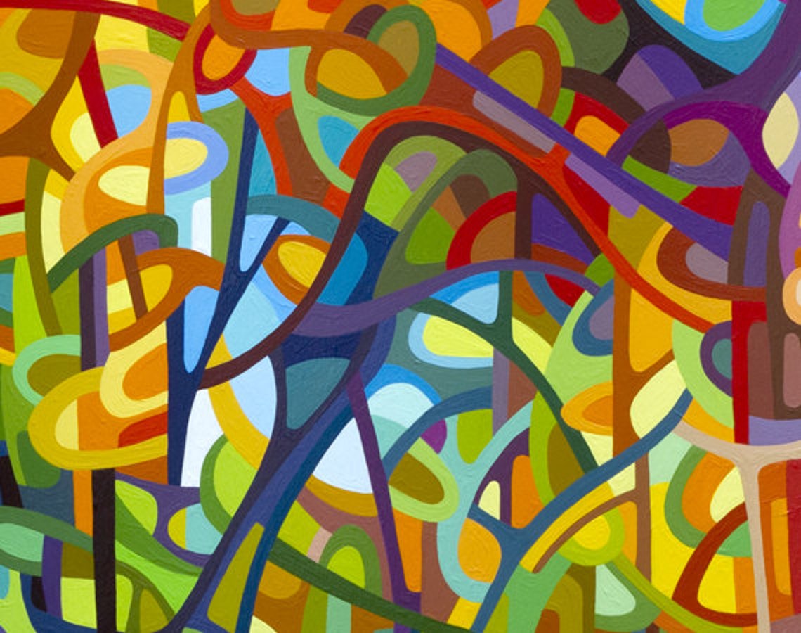 Colorful Walk in the Forest, Autumn, Fall, Orange, Purple, Signed Fine ...