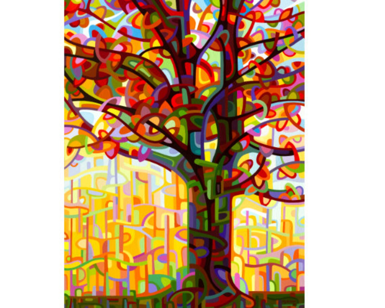 Colorful Fall Day Tree Portrait Autumn Forest Gold Red - Etsy