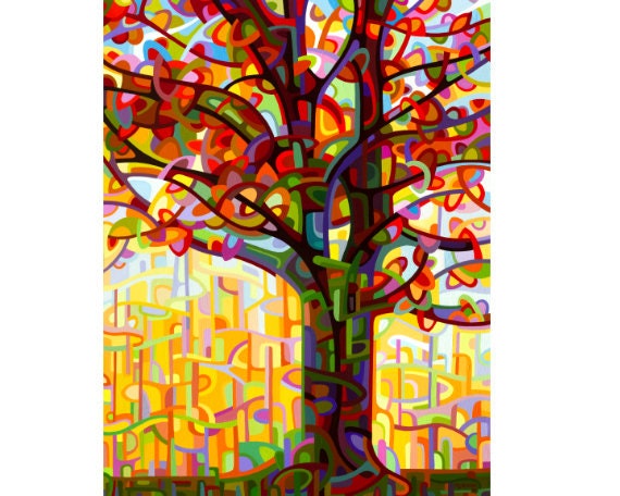 Colorful Fall Day Tree Portrait Autumn Forest Gold Red - Etsy