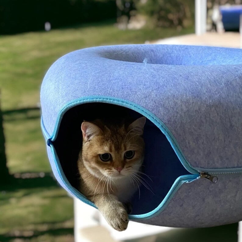 Cat Tunnel Bed, Donut Bed, Blue Cat Cave, Pet Kennel, Pet House, Puppy ...