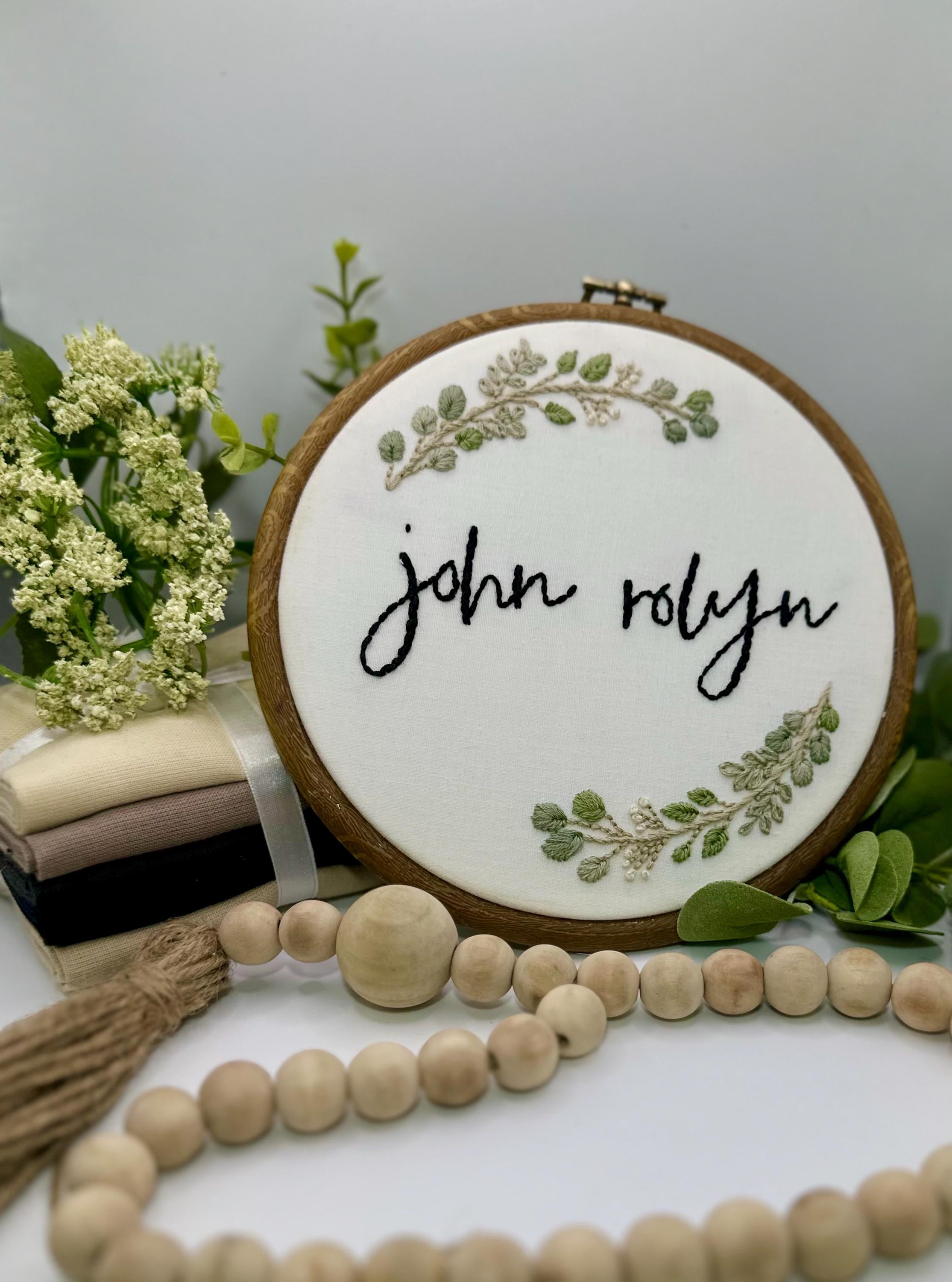 Baby Name Embroidery Hoop / Hand Embroidery / Custom Baby Gift / Birth ...