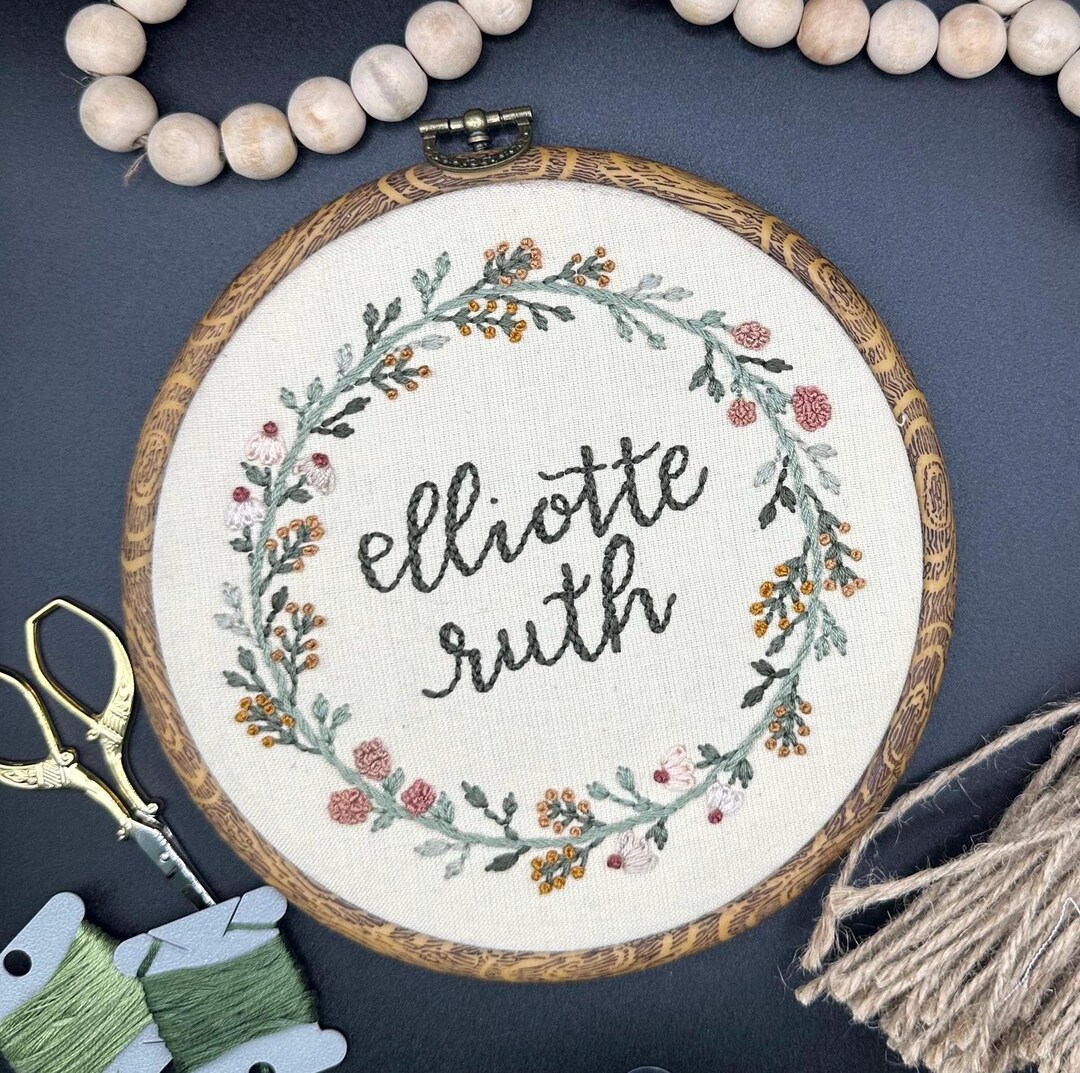Baby Name Embroidery Hoop / Hand Embroidery / Custom Baby Gift / Birth ...