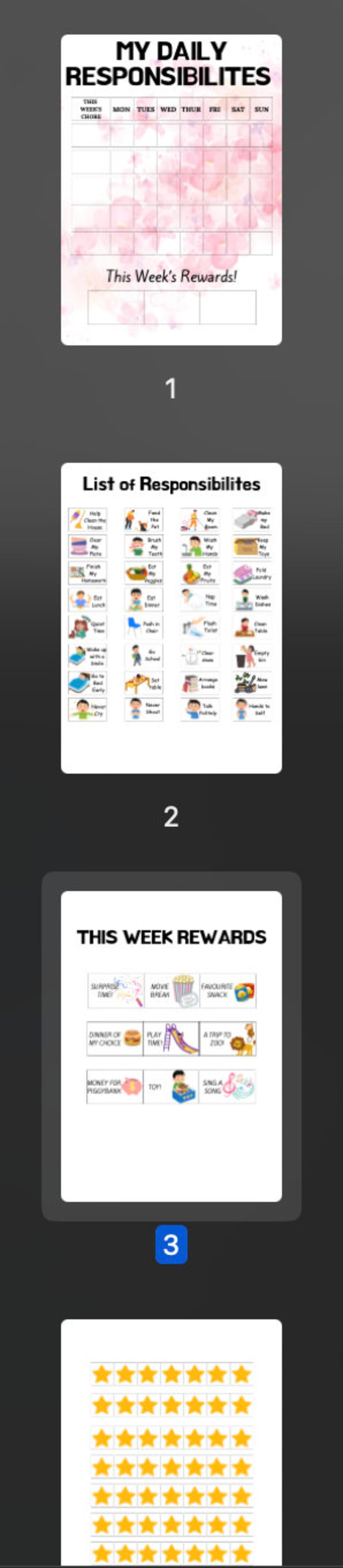 Kids Daily Responsibilities Chart Printable Routine & Chore Chart Daily ...