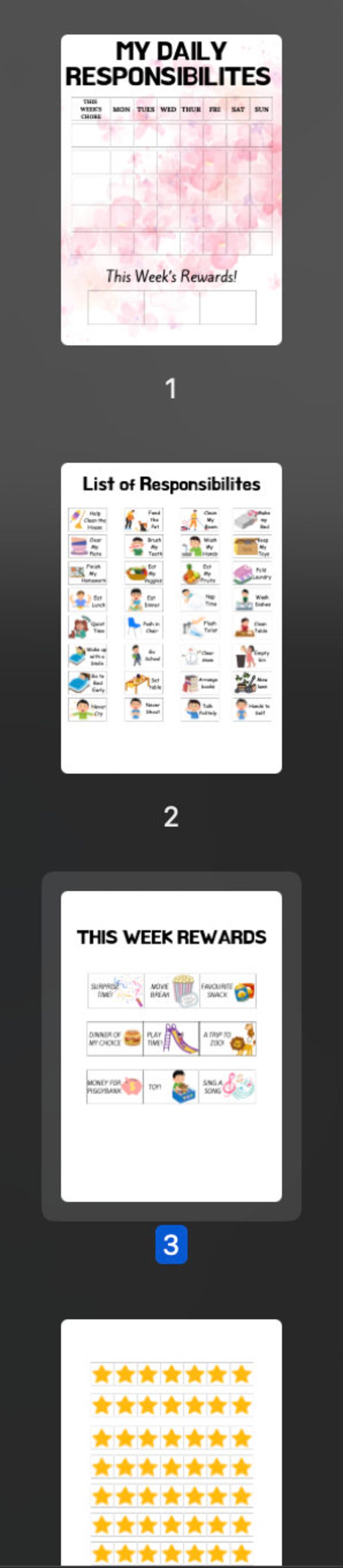 Kids Daily Responsibilities Chart Printable Routine & Chore Chart Daily ...