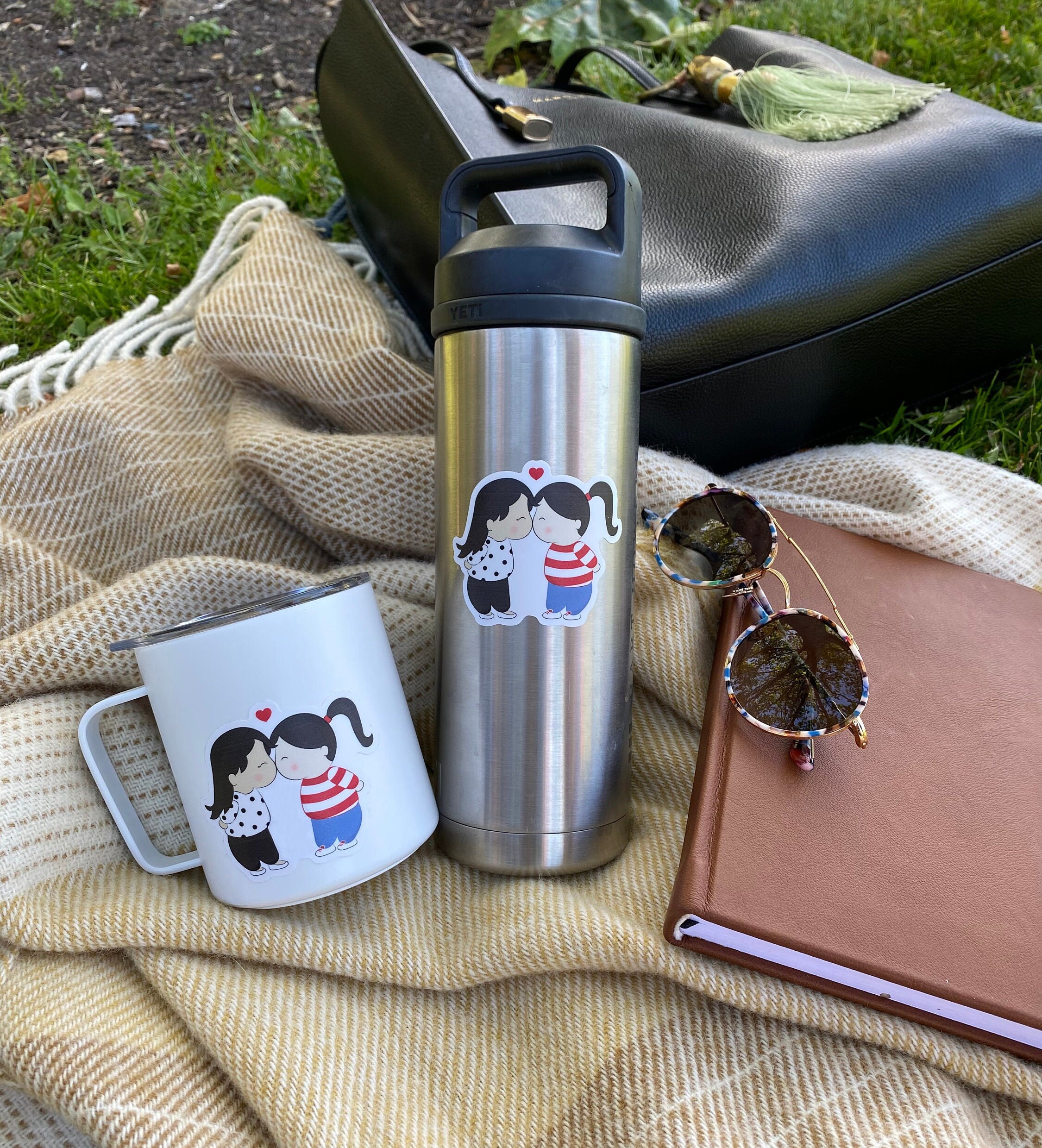 Lesbian Pride Sticker Chibi Girl Kiss LGBQTIA Pride Vinyl Sticker Asian ...