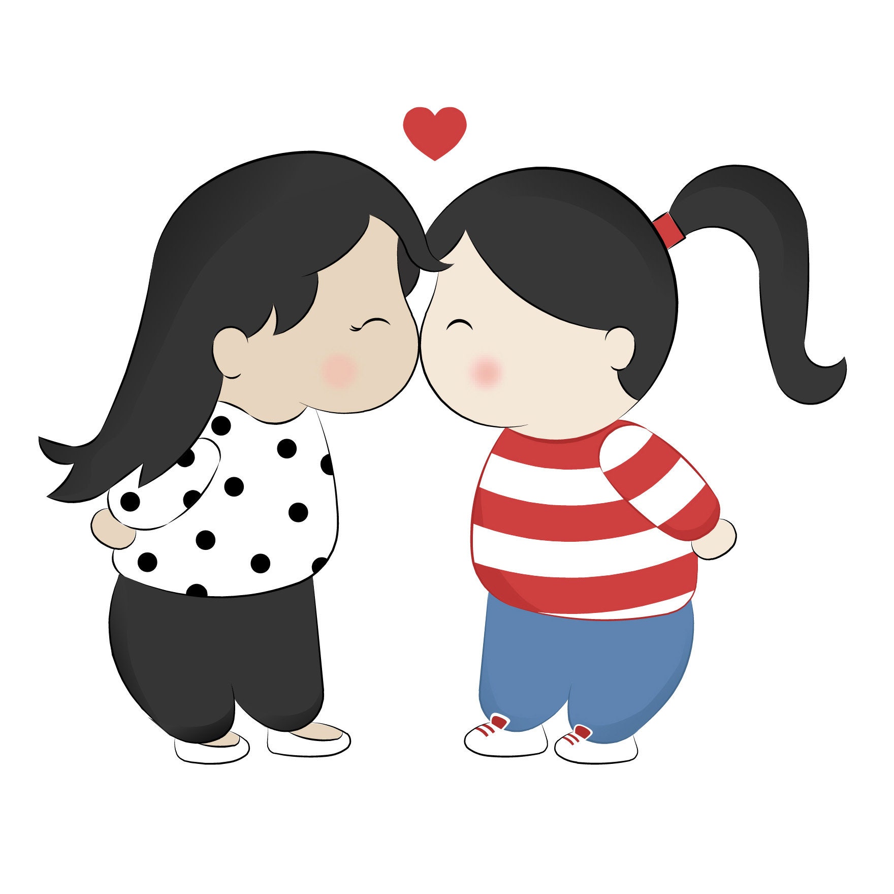 Lesbian Pride Sticker Chibi Girl Kiss LGBQTIA Pride Vinyl Sticker Asian ...