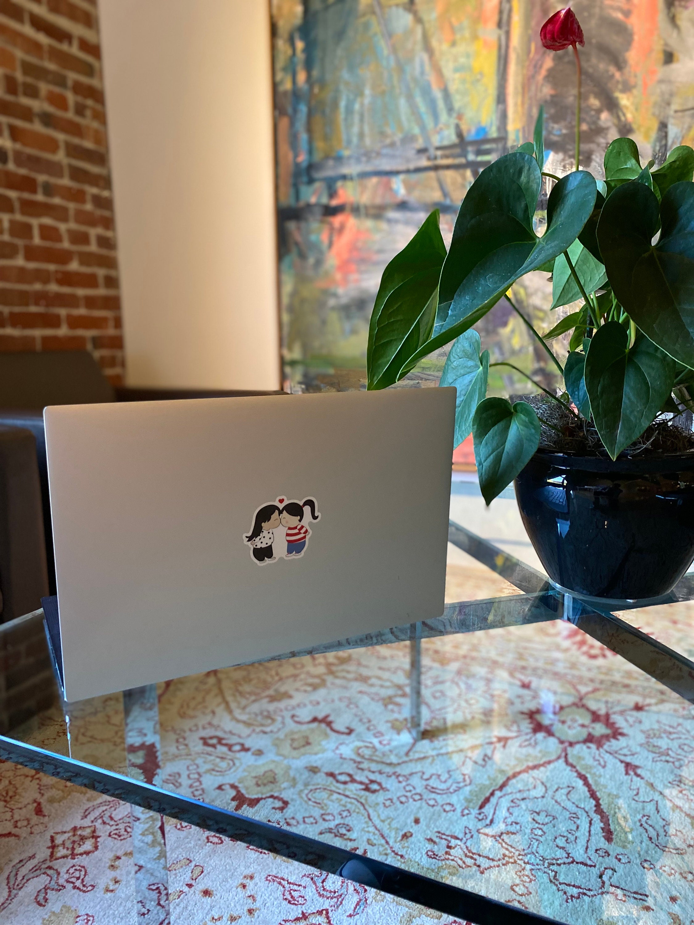 Lesbian Pride Sticker Chibi Girl Kiss LGBQTIA Pride Vinyl Sticker Asian ...