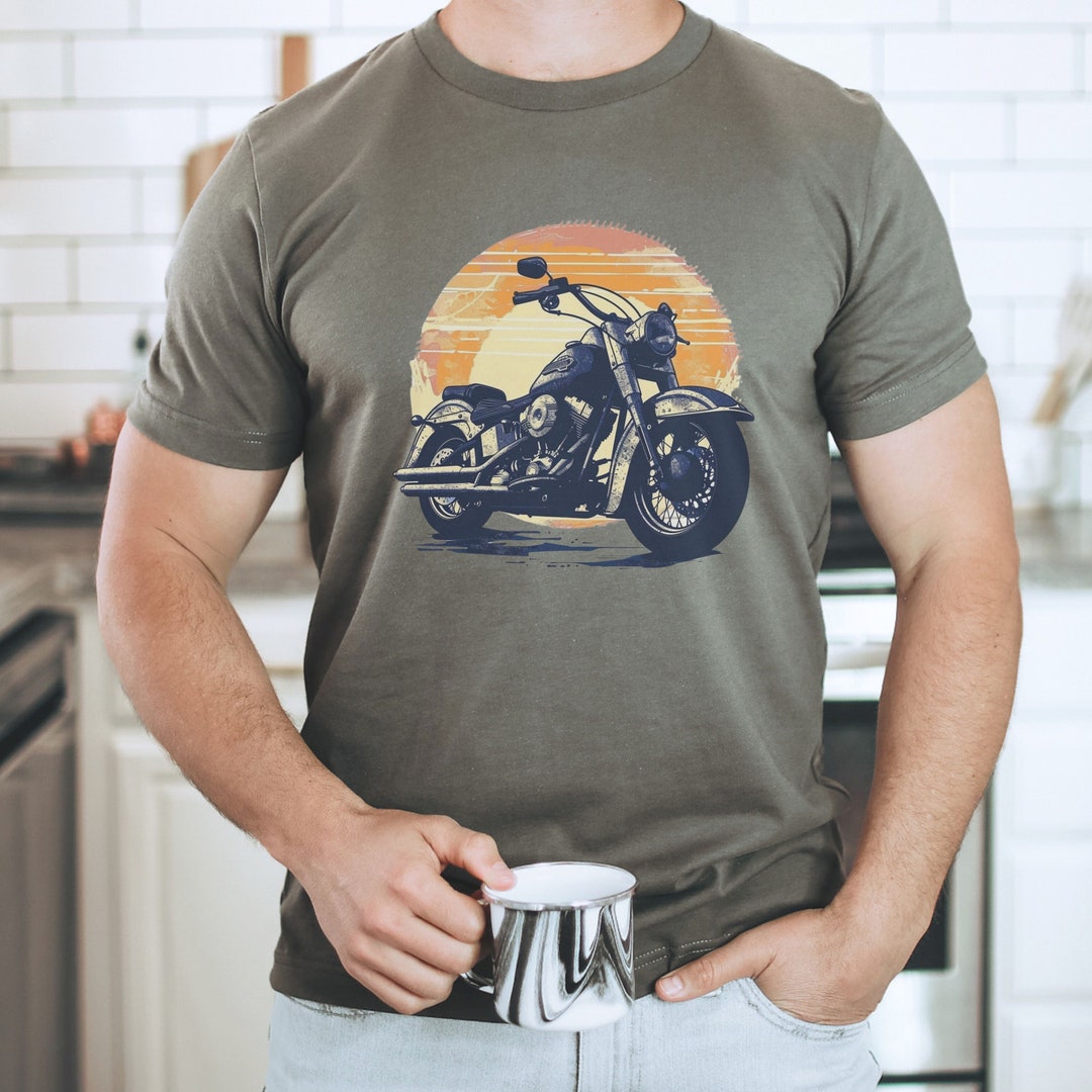 Vintage Motorcycle Sunset T-shirt, Bike Lover Shirt, T-shirt, Bike Tee ...