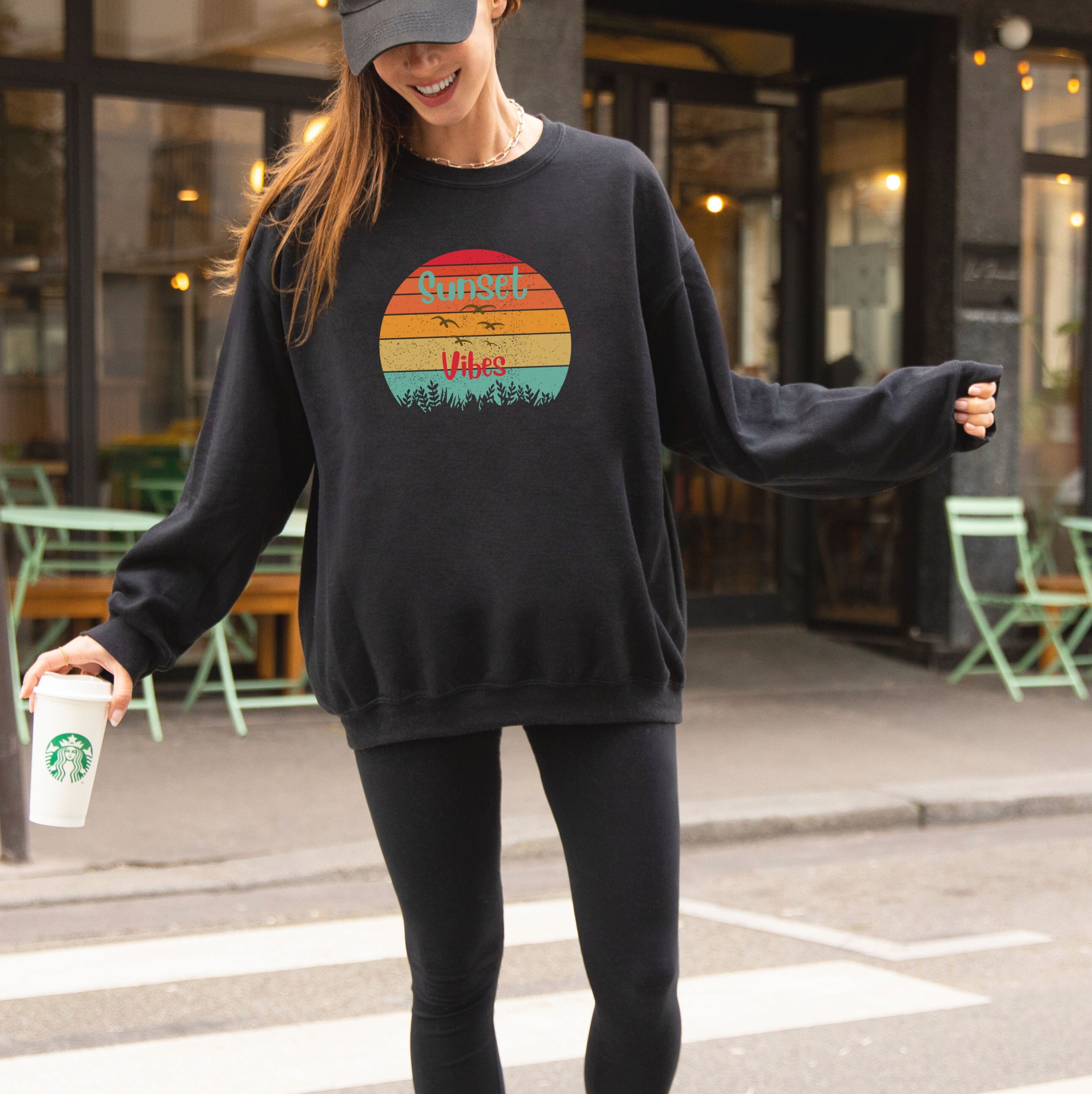 Sunset Beach Vibes, Summer Crew Neck Sweatshirt, Sunset Sweatshirt ...
