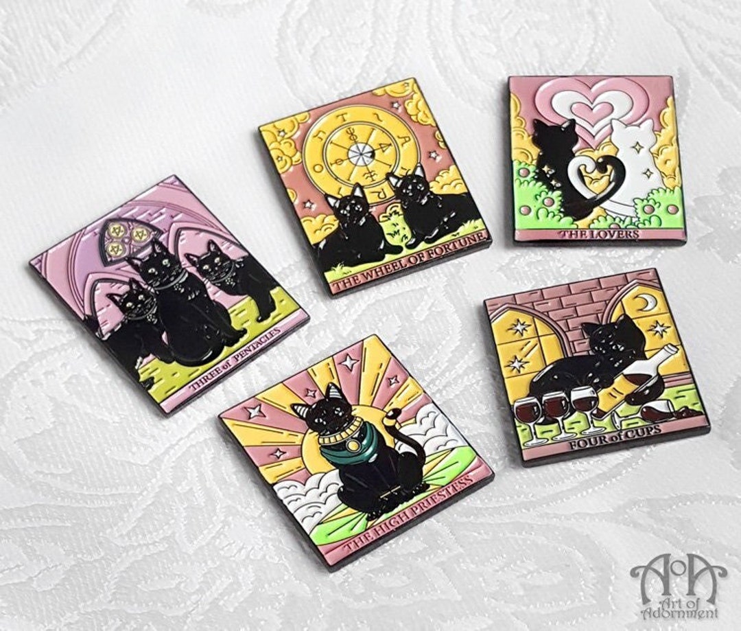 Gothic Black Cat TAROT FRIDGE MAGNETS Set Mini Cards 30mm Magic Occult ...