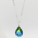 Blue Green Transparent Rhinestone Pendant Necklace, Bridesmaid Jewelry ...