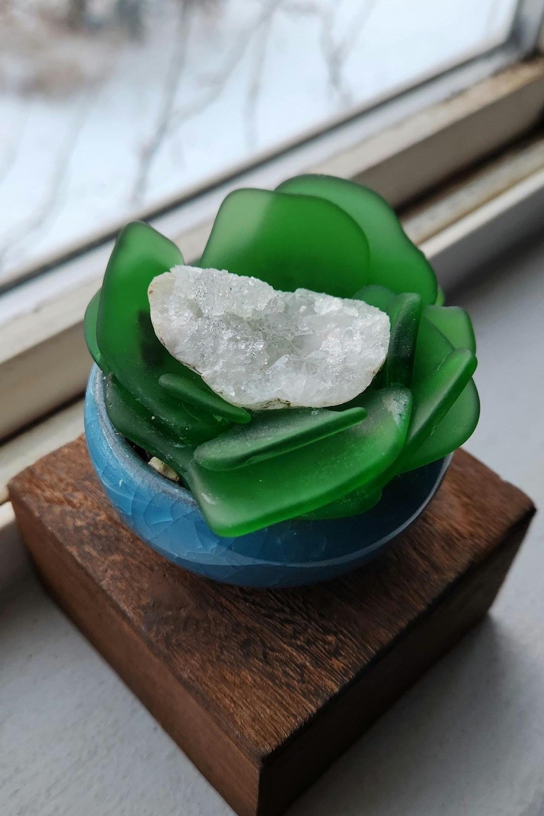Hand Made Sea Glass Succulent - Etsy