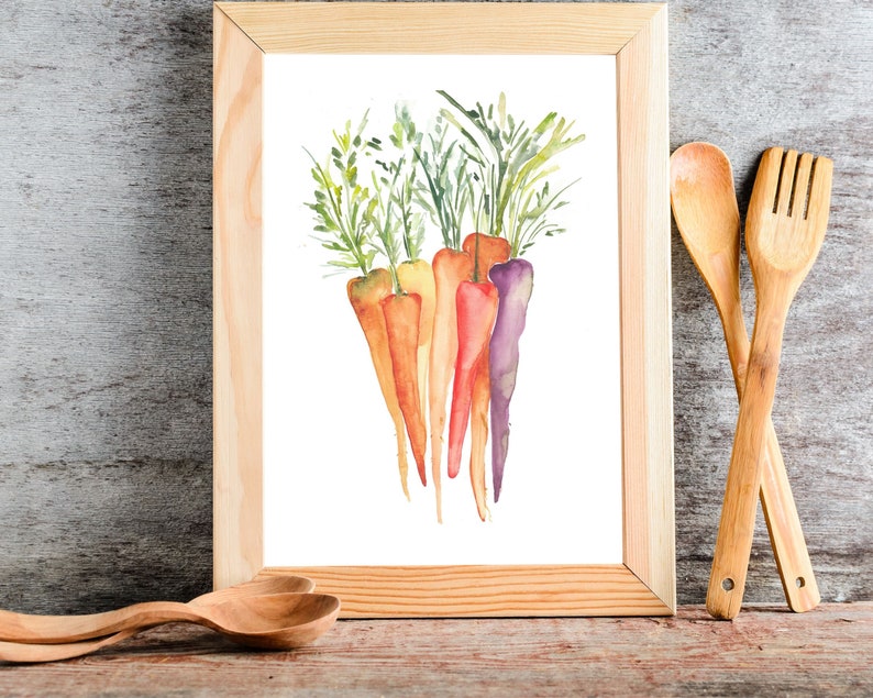 Carrots Print Watercolor Vegetable Print Kitchen Art Print - Etsy