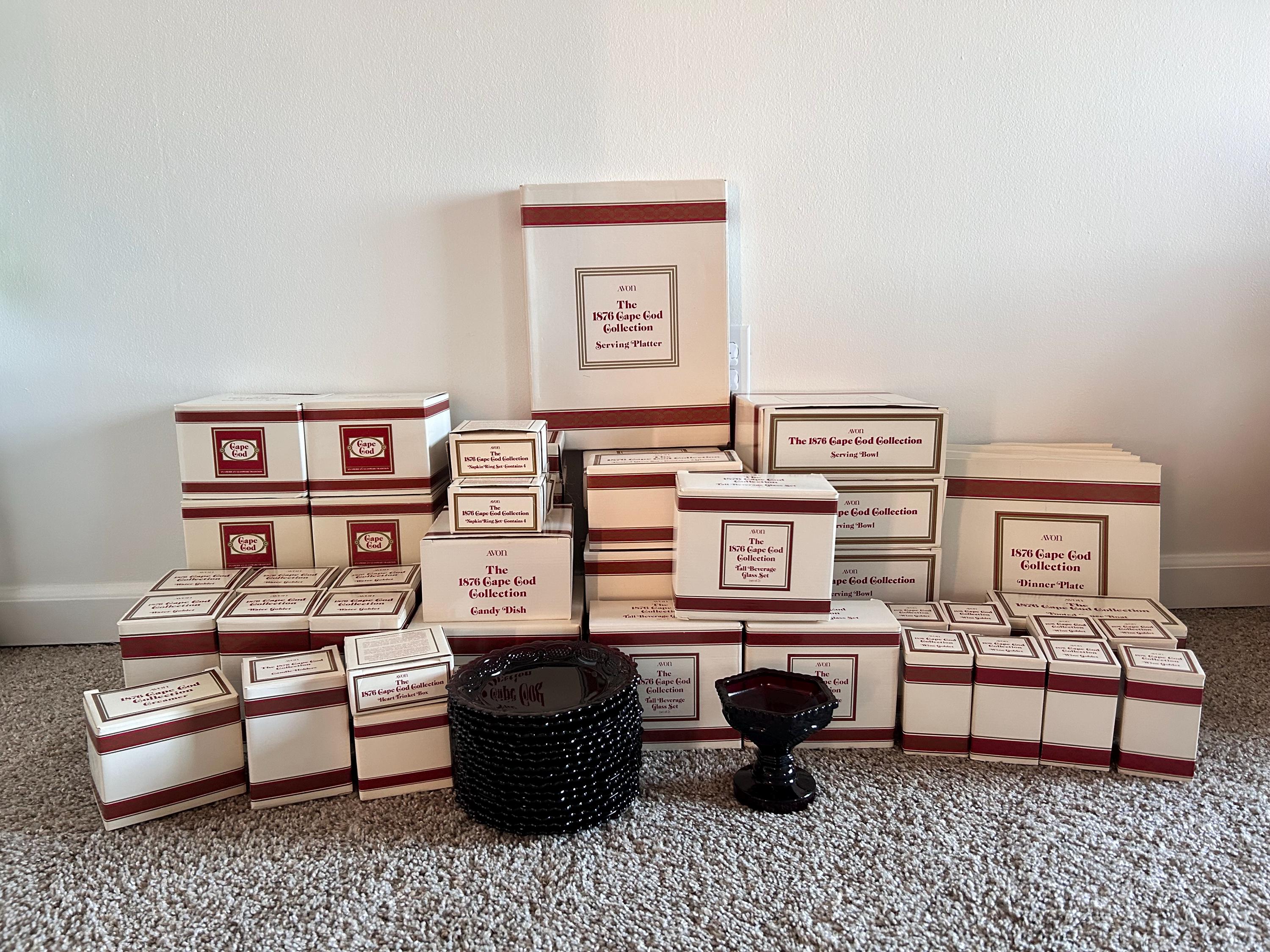 AVON 1876 Ruby Red CAPE COD Dishes - Priced Individually - Original Box ...