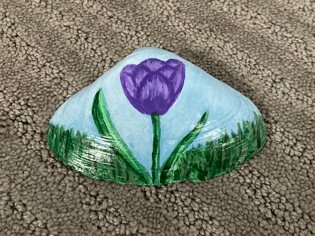 Tulip Spring Scene Hand Painted Seashell - Etsy